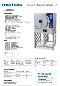 Specification sheets and brochures | Metos Cooking Solutions
