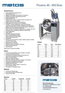 Specification sheets and brochures | Metos Cooking Solutions